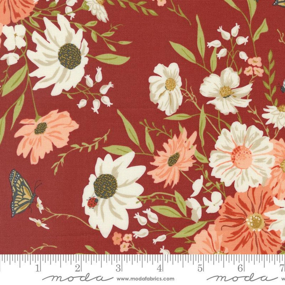 SALE Farmstead Main 20900 Baked Beans - Moda Fabrics - Blossoms Leaves ...