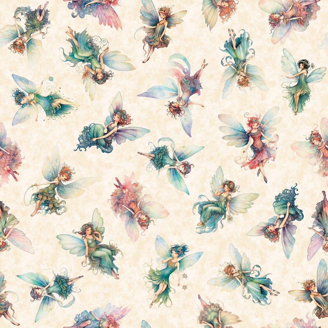18" End of Bolt - Enchanted Fairy Toss 30761 Cream E - - QT Fabrics ...