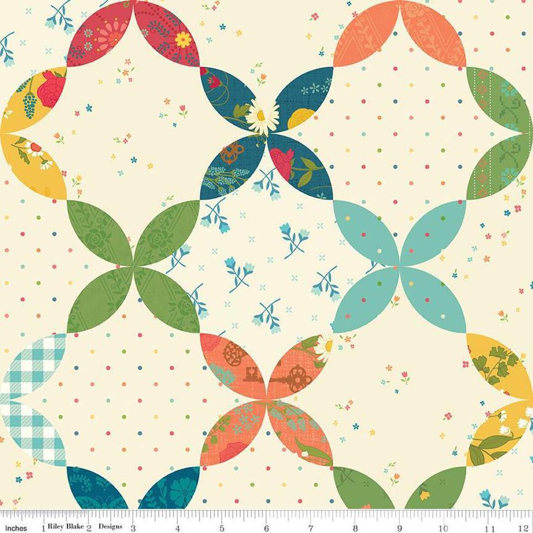 First Blooms Cheater Print C16330 Multi - Riley Blake Designs - Orange ...