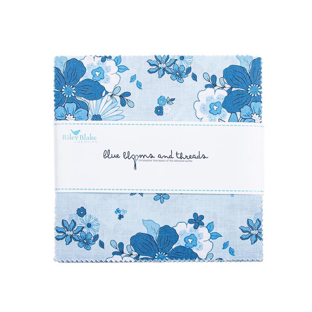 Blue Blooms and Threads Charm Pack 5" Stacker Bundle 5-17120-42 - Riley ...