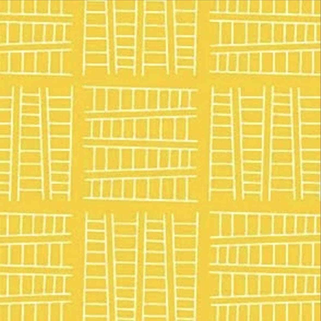DEAL Ladder Co. 1 Tall Ladder Yellow - Michael Miller Fabrics - Ladder ...