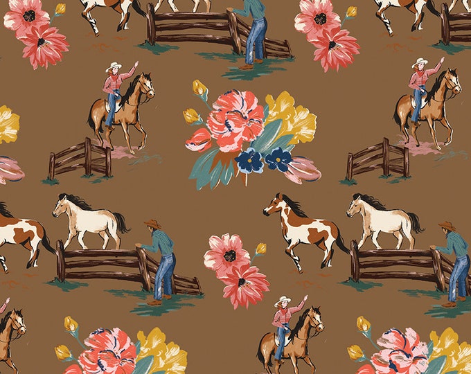 Fat Quarter End of Bolt - Wild Rose Main C14040 Brown - Riley Blake ...