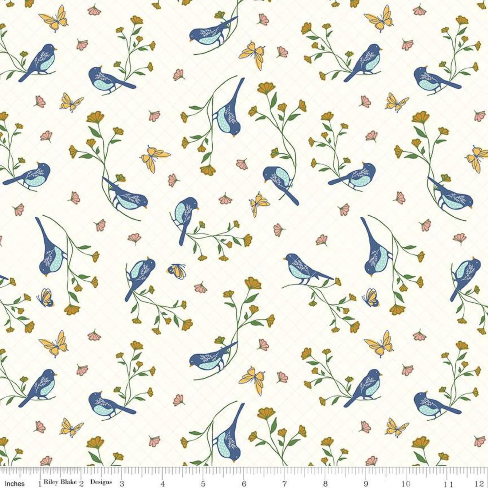 Melody Floral Birds C15141 Cloud - Riley Blake Designs - Blossoms ...
