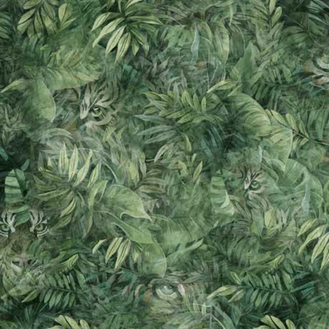 Eye of the Tiger Eyes 30478 Spruce G - by QT Fabrics - Leaves Tigers ...