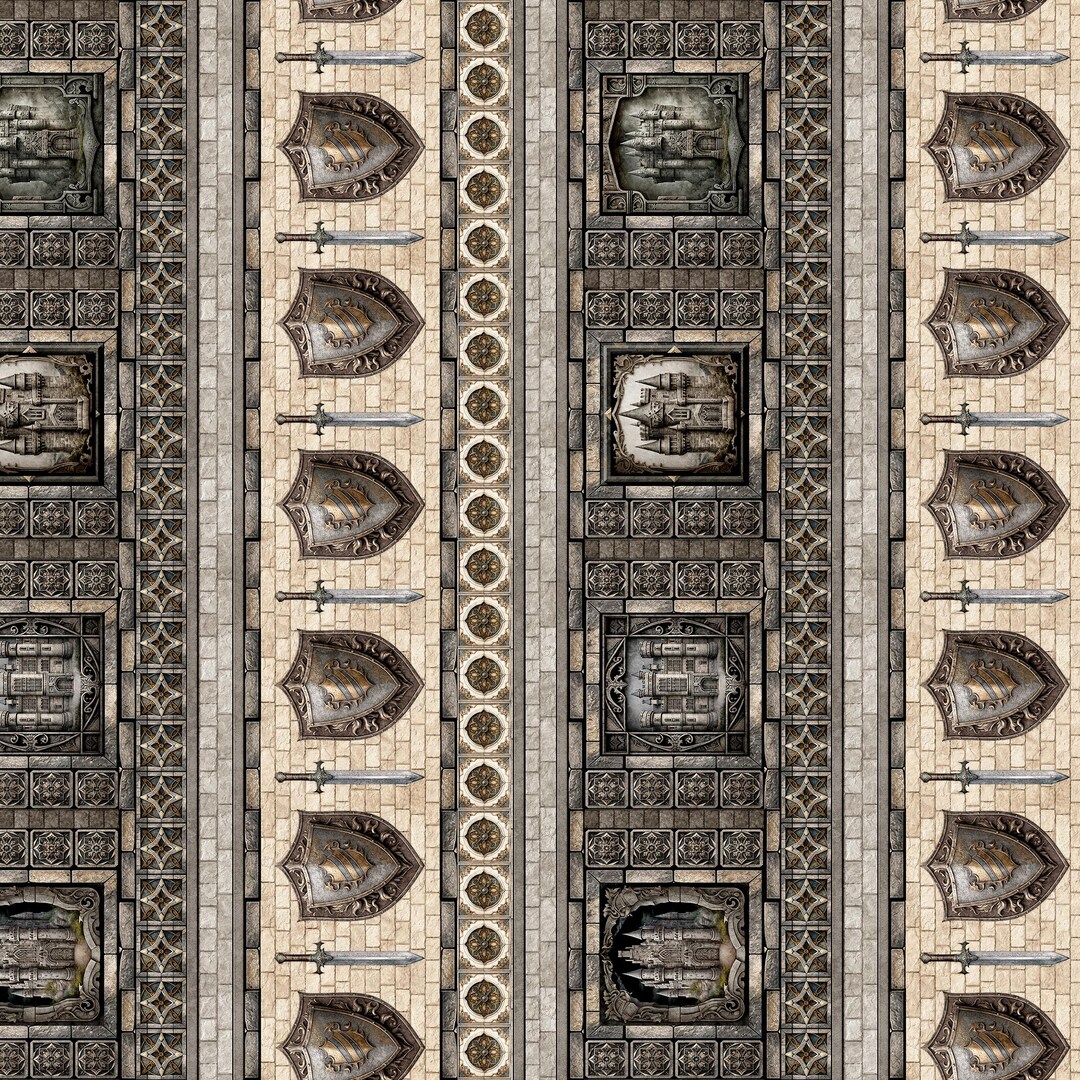 SALE Wizards and Warriors Castle Stripe 30239 Stone K - by QT Fabrics ...