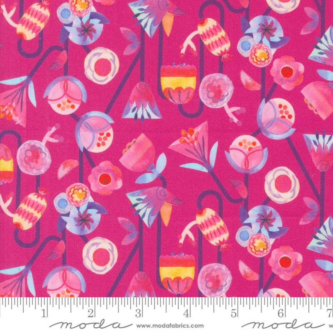 Flower Patches Flowers 21822 Raspberry - Moda Fabrics - Floral Blossoms ...