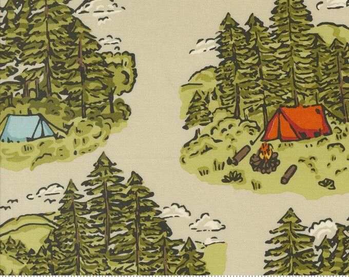Fat Quarter End of Bolt - the Great Outdoors Vintage Camping 20880 Sand ...