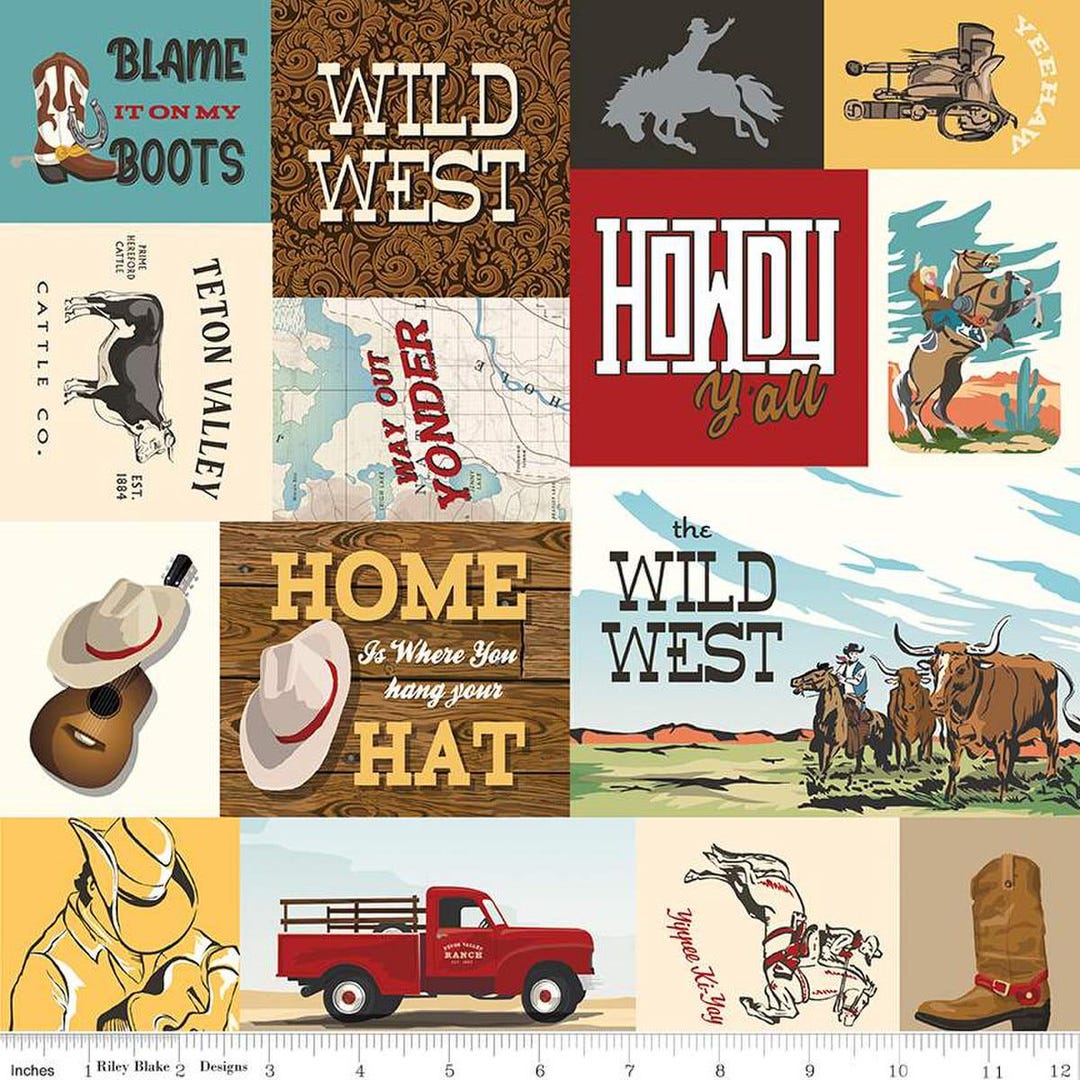 Cowboys Main C15490 Multi - Riley Blake Designs - Western Patchwork ...