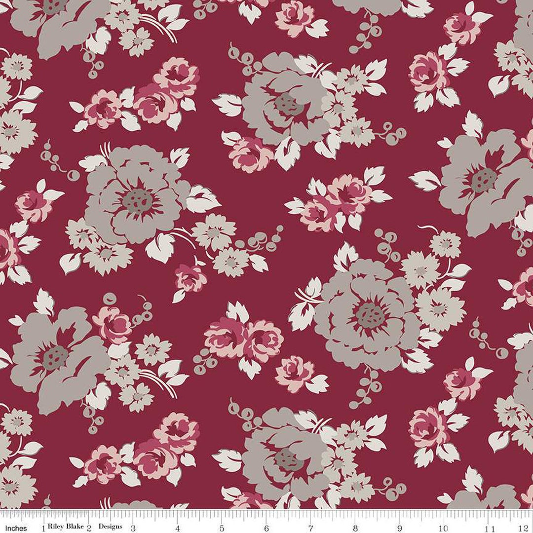 17" End of Bolt - SALE Heartfelt Floral C13491 Ruby - Riley Blake ...