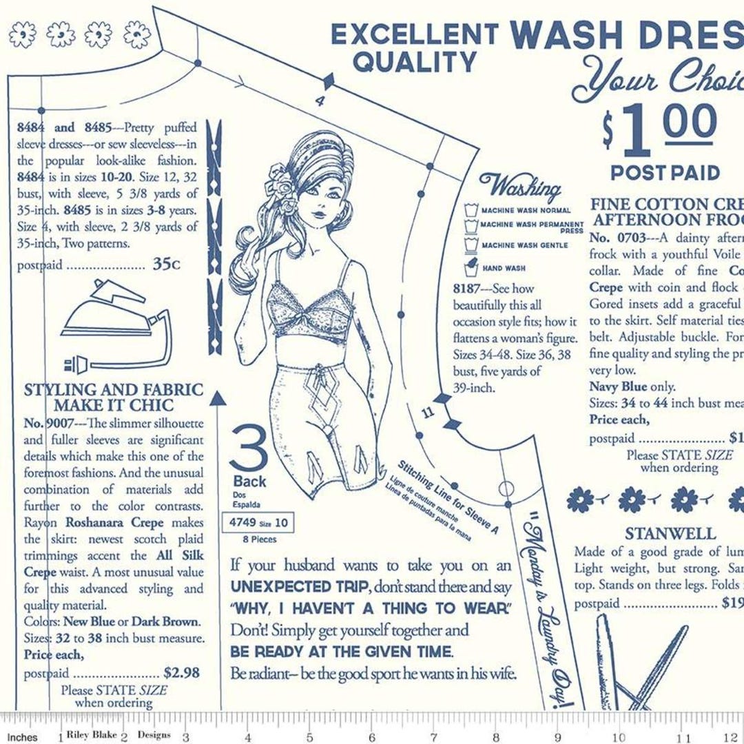 SALE Vintage Happy 2 Dressmaking C9140 Cloud by Riley Blake Designs ...