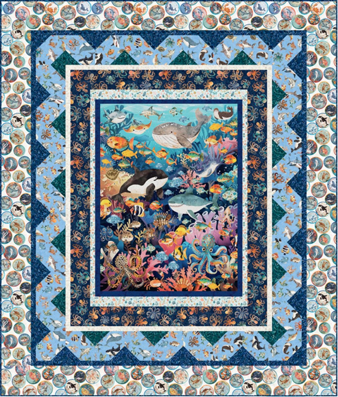 Aquatic Adventure Panel Quilt Kit - QT Fabrics - Pattern Fabric - Ocean ...