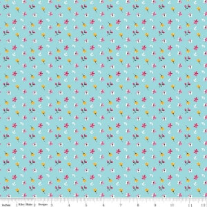Fleur Petite Flowers C9874 Aqua Riley Blake Designs Floral Flower ...