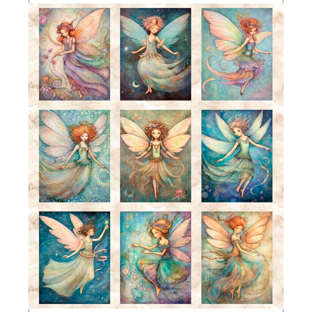 Enchanted Fairy Picture Patches Panel 30759 Multi X - by QT Fabrics ...