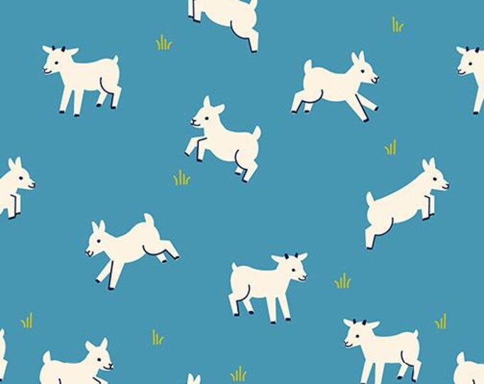 Animal Animal Goats RS5166 Vintage Blue - Moda Fabrics - Baby Goats Kid ...