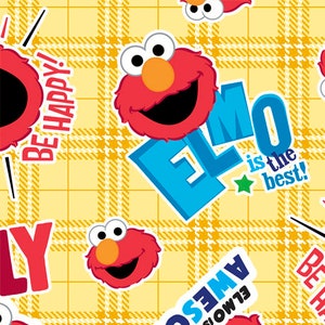 Fat Quarter End of Bolt Piece Sesame Street Happy Elmo 27914 Yellow by ...