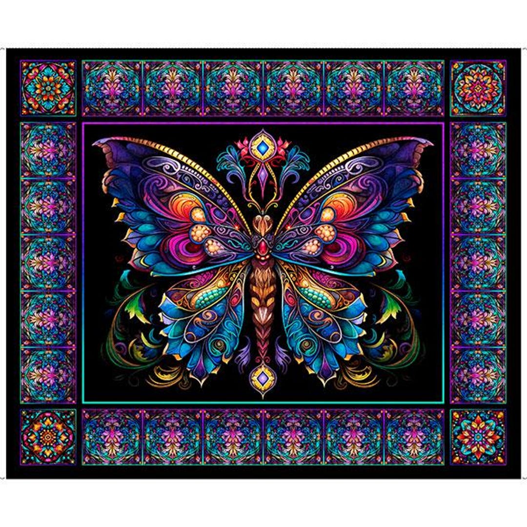 Night Flight Butterfly Panel 30854 Multi X - by QT Fabrics - Large ...