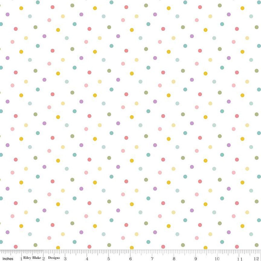 Bunny Trail Dots C14257 White by Riley Blake Designs - Easter Polka Dot Dotted - Quilting Cotton ...