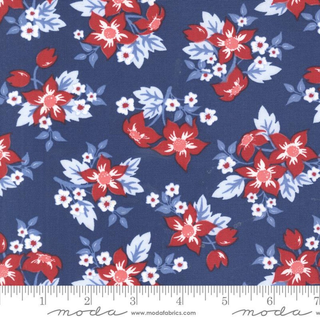 Star Spangled Flowers 24170 Twilight - Moda Fabrics - Floral Blossoms ...