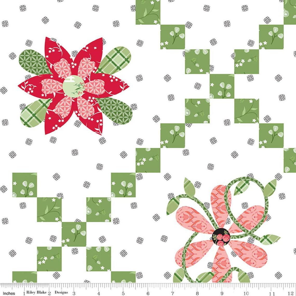 Front Porch Flower Chain Cheater Print C17219 White - Riley Blake ...