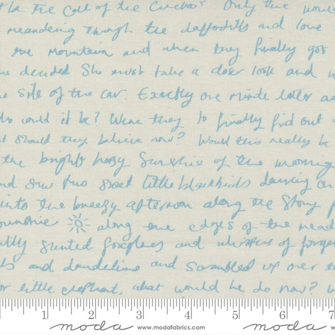 Meander Story 24582 Cloud - Moda Fabrics - Text Writing Handwriting ...