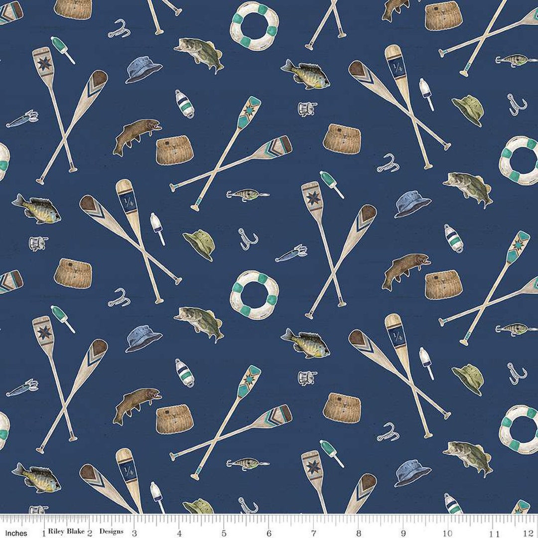 14" End of Bolt - Wake at the Lake Icons C14892 Navy - Riley Blake ...