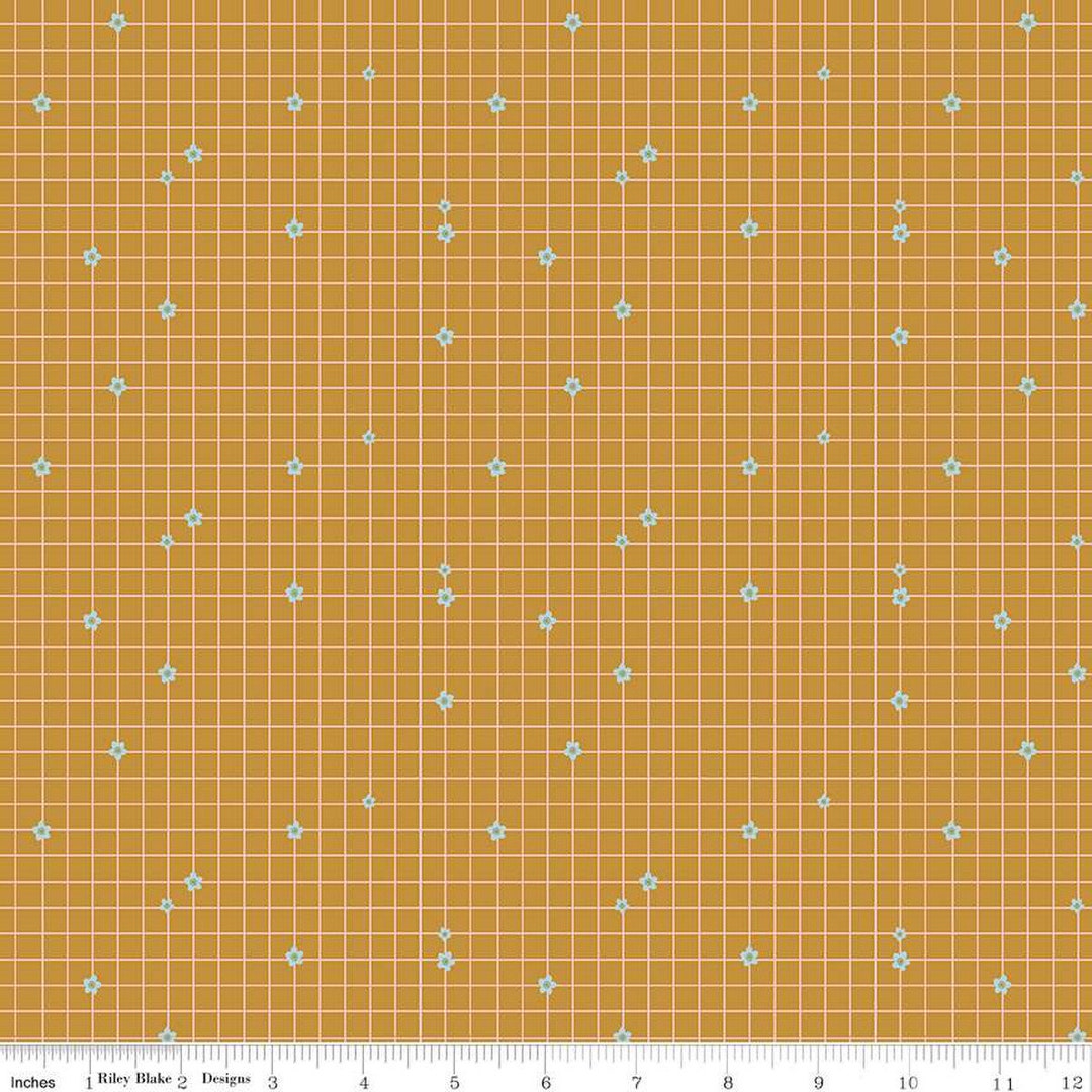 CLEARANCE Butterfly Blossom Grid C13272 Ochre by Riley Blake Designs ...