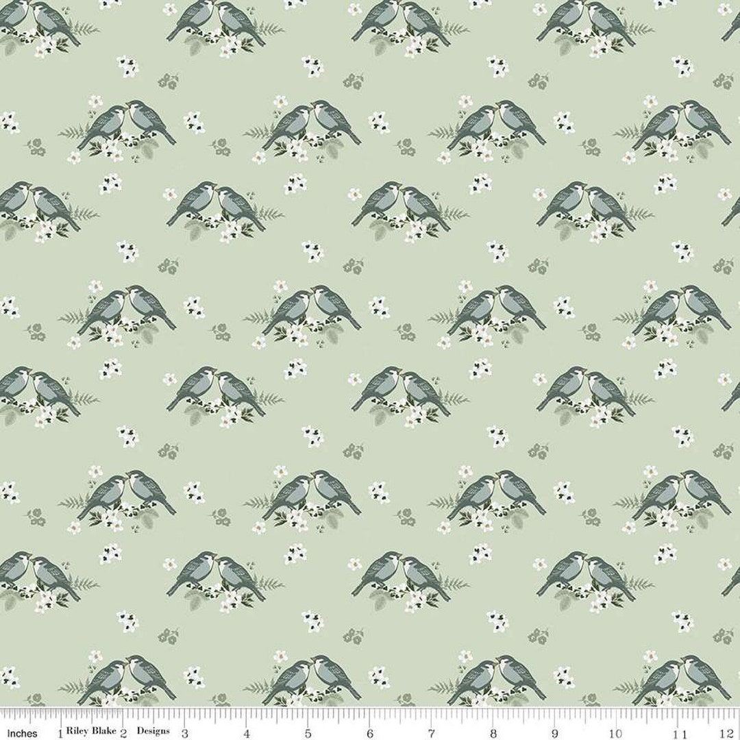 Gingham Fields Birds C13351 Pistachio - Riley Blake Designs - Bird ...