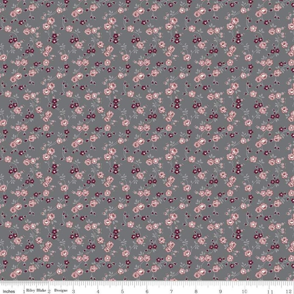 Gray Floral Fabric - Etsy