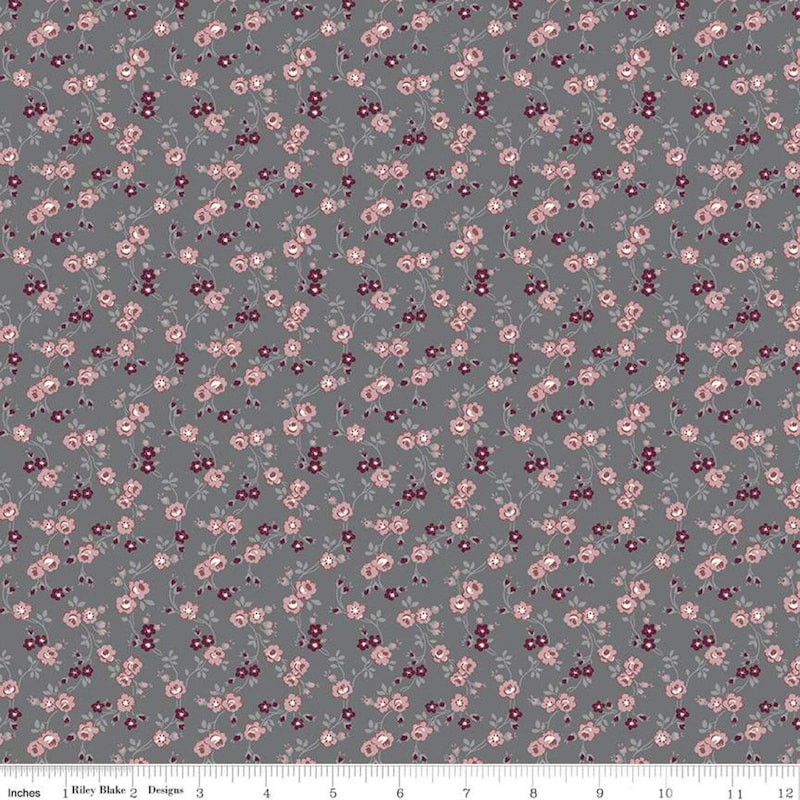 Gray Floral Fabric - Etsy