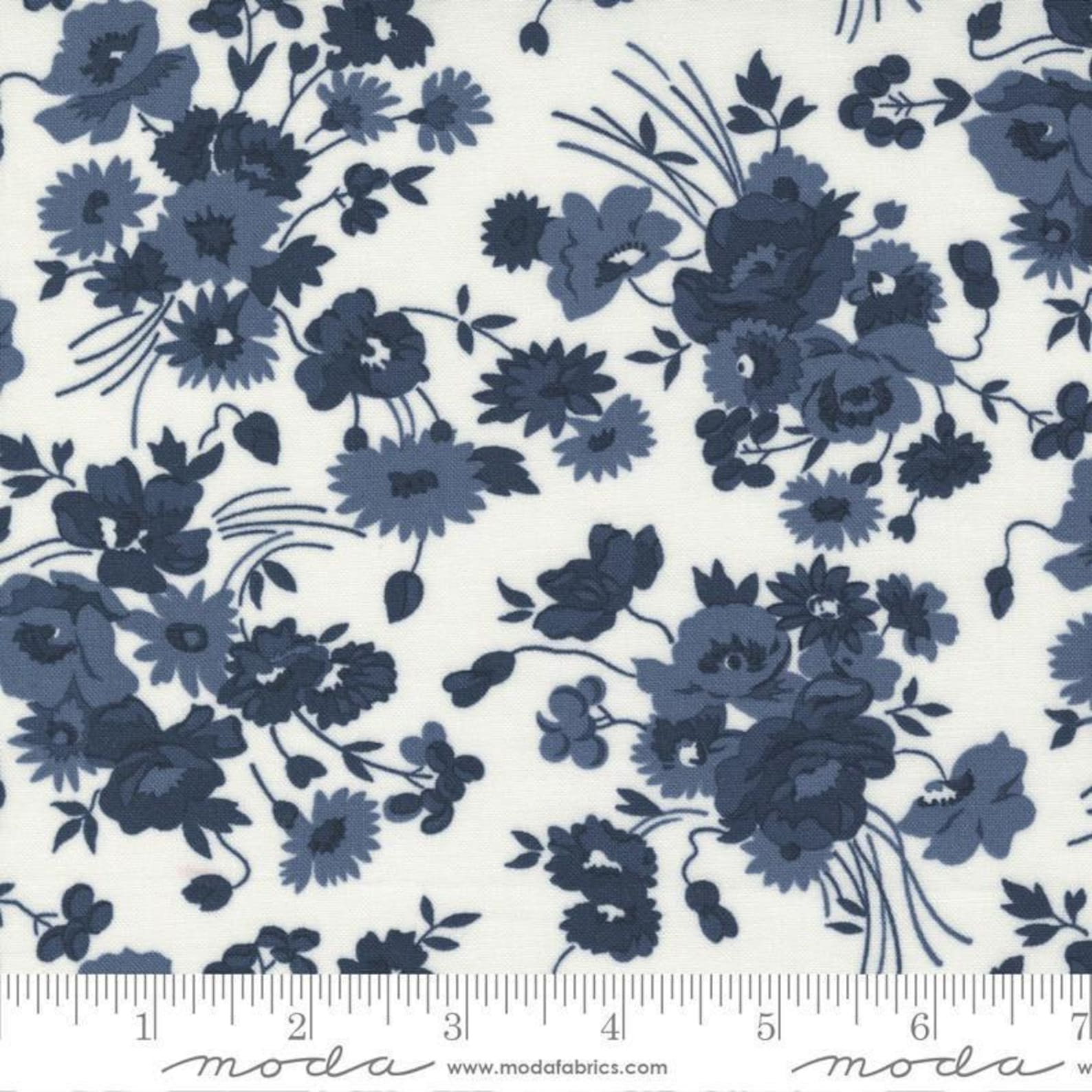 Nantucket Summer Florals 55260 Cream Navy - Moda Fabrics - Flowers ...