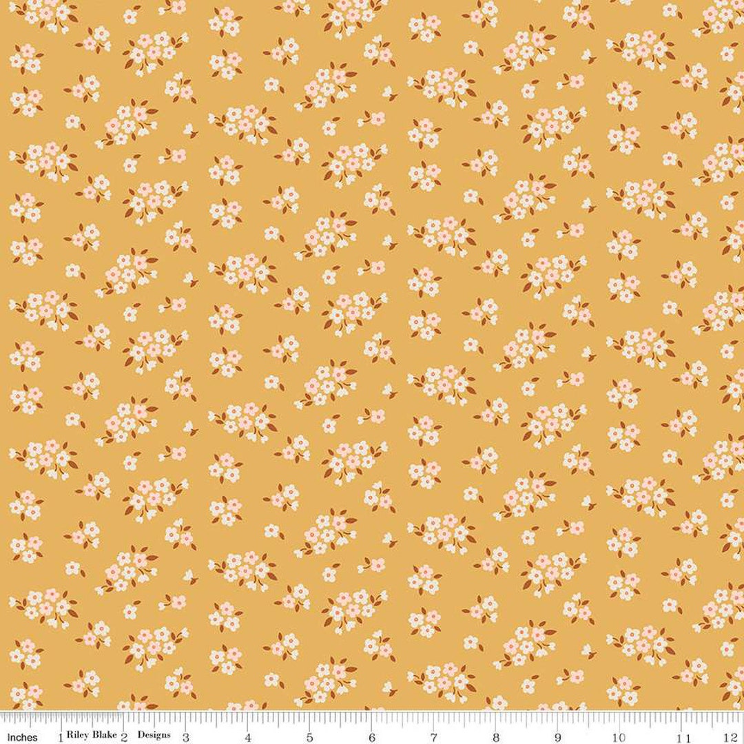 Fairy Dust Floral C12444 Mustard - Riley Blake Designs - Flower Flowers ...