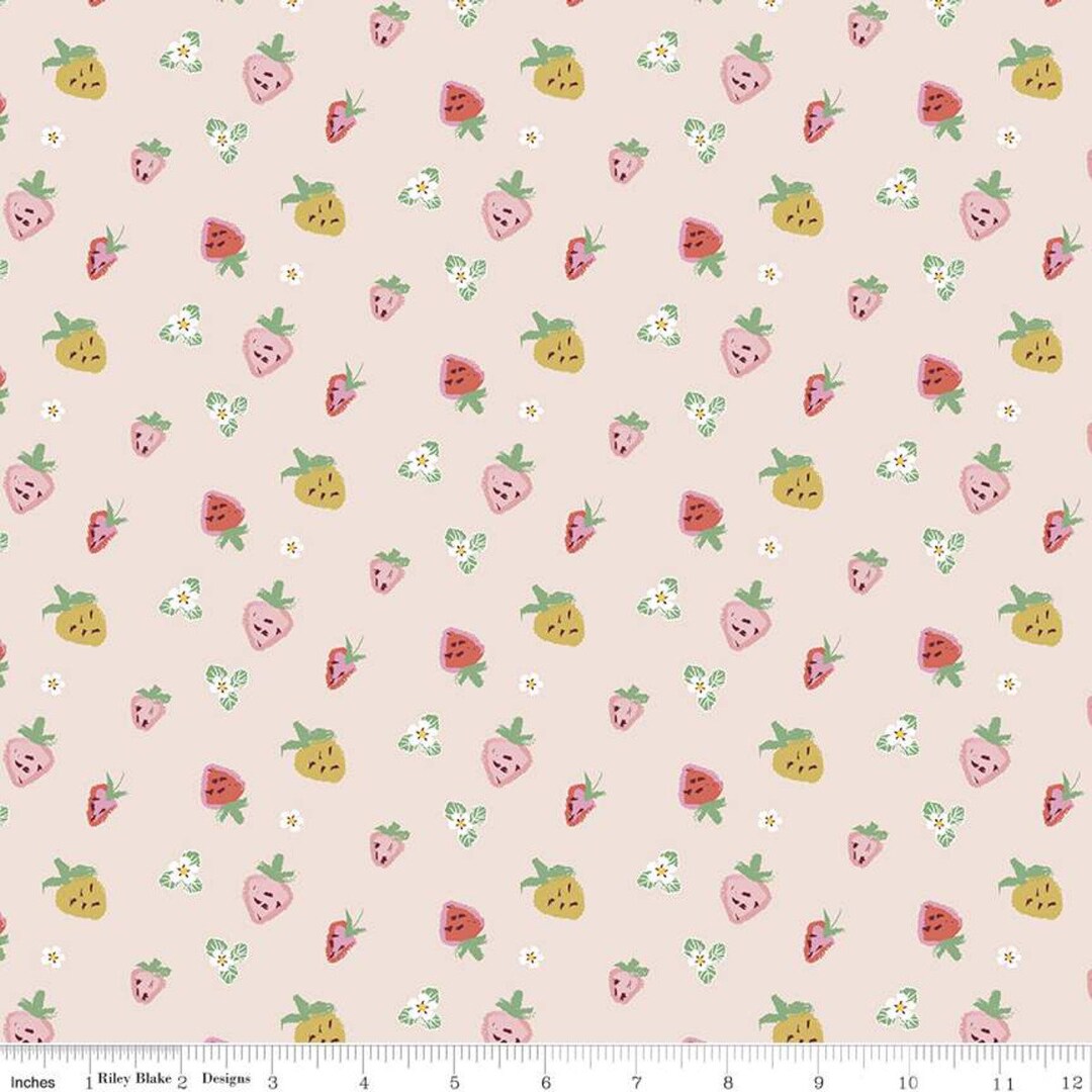 25" End of Bolt - SALE Misty Morning Strawberries C11582 Blush - Riley ...