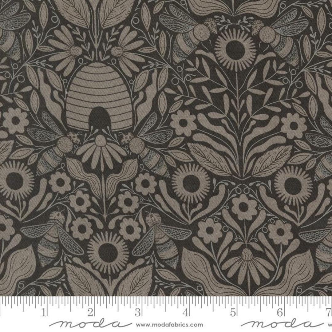 Bee Garden Beehive 48414 Black - Moda Fabrics - Damask Tone-on-tone ...
