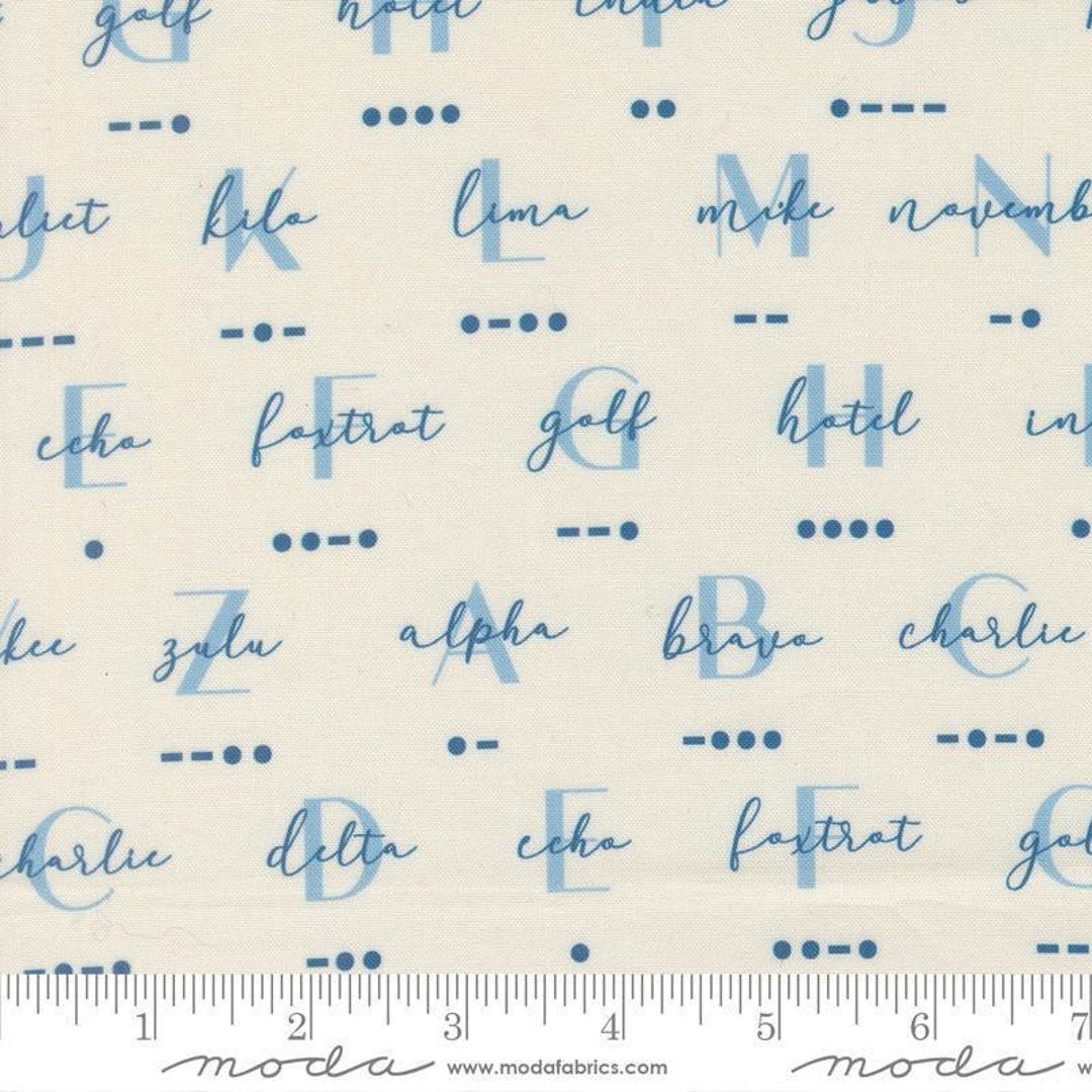 High Flight Morse 45062 Cloud - Moda Fabrics - Phonetic Alphabet Text ...