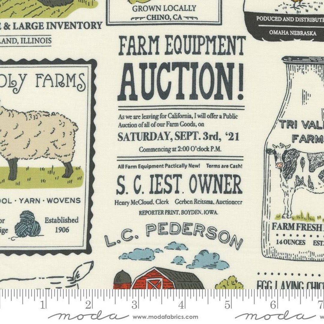 Farmstead Advertisements 20902 Porcelain - Moda Fabrics - Vintage Farm ...