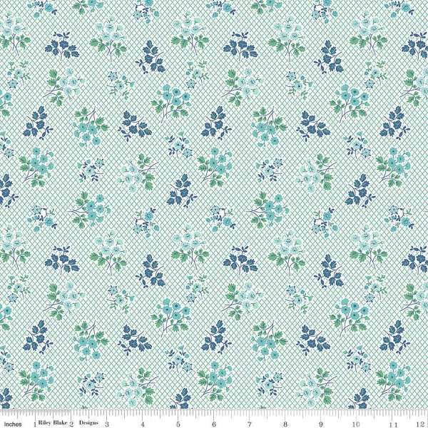 Blue Lattice Fabric - Etsy