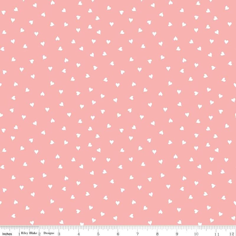 Pink White Heart Fabric - Etsy