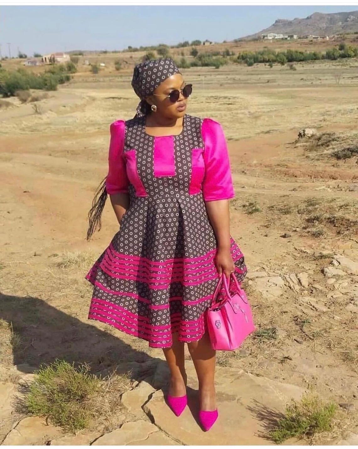 Brown Shweshwe Ankara Dress - Etsy