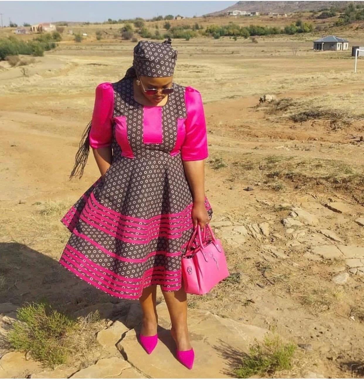 Brown Shweshwe Ankara Dress - Etsy
