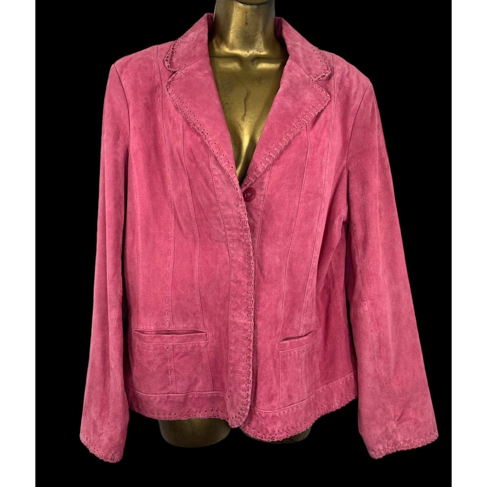 Y2K Western Cowgirl Pink Stitched Suede Jacket W POCKETS 42 - Etsy