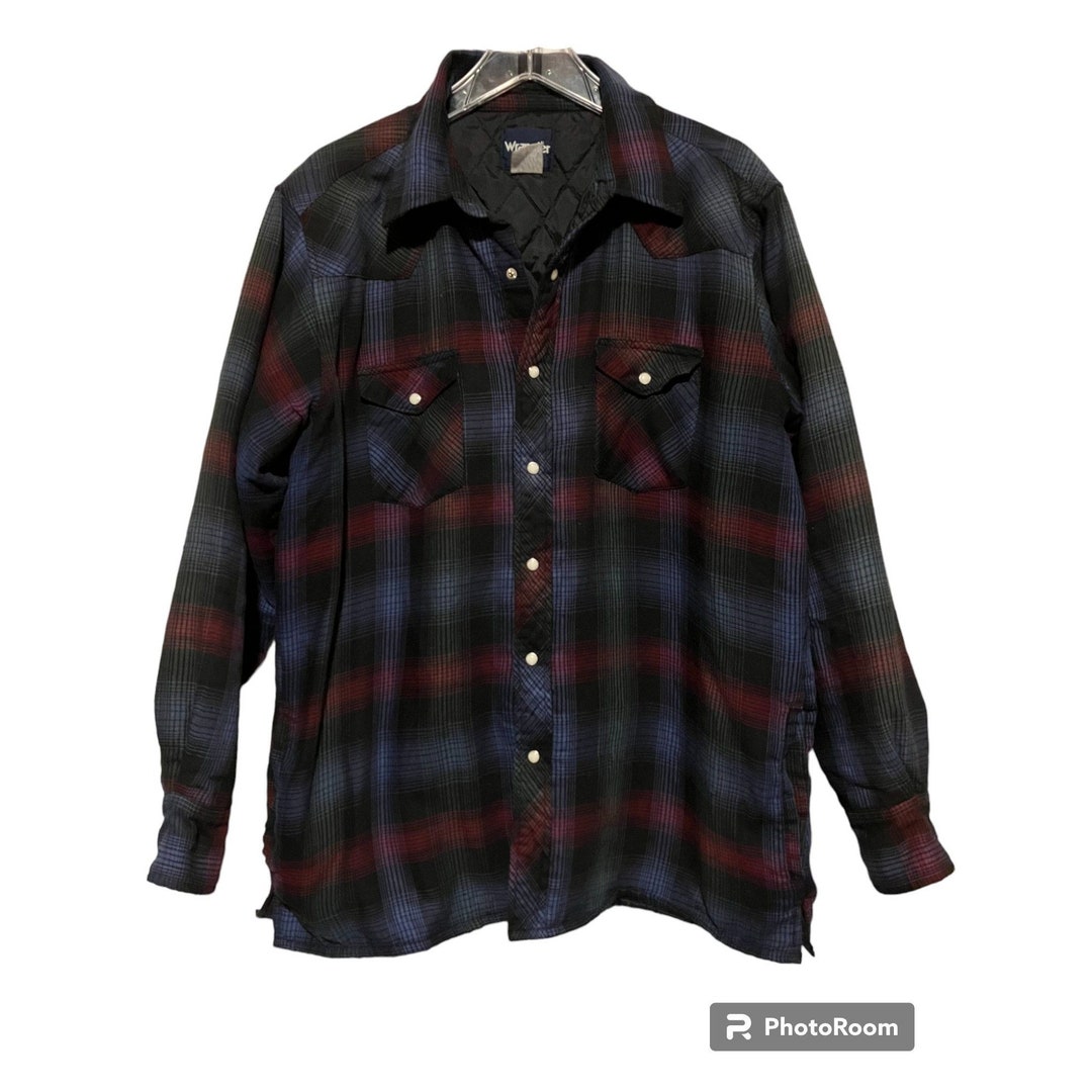 Vintage Wrangler Plaid Quilted Shacket 2X - Pearl Snap Utility Jacket ...