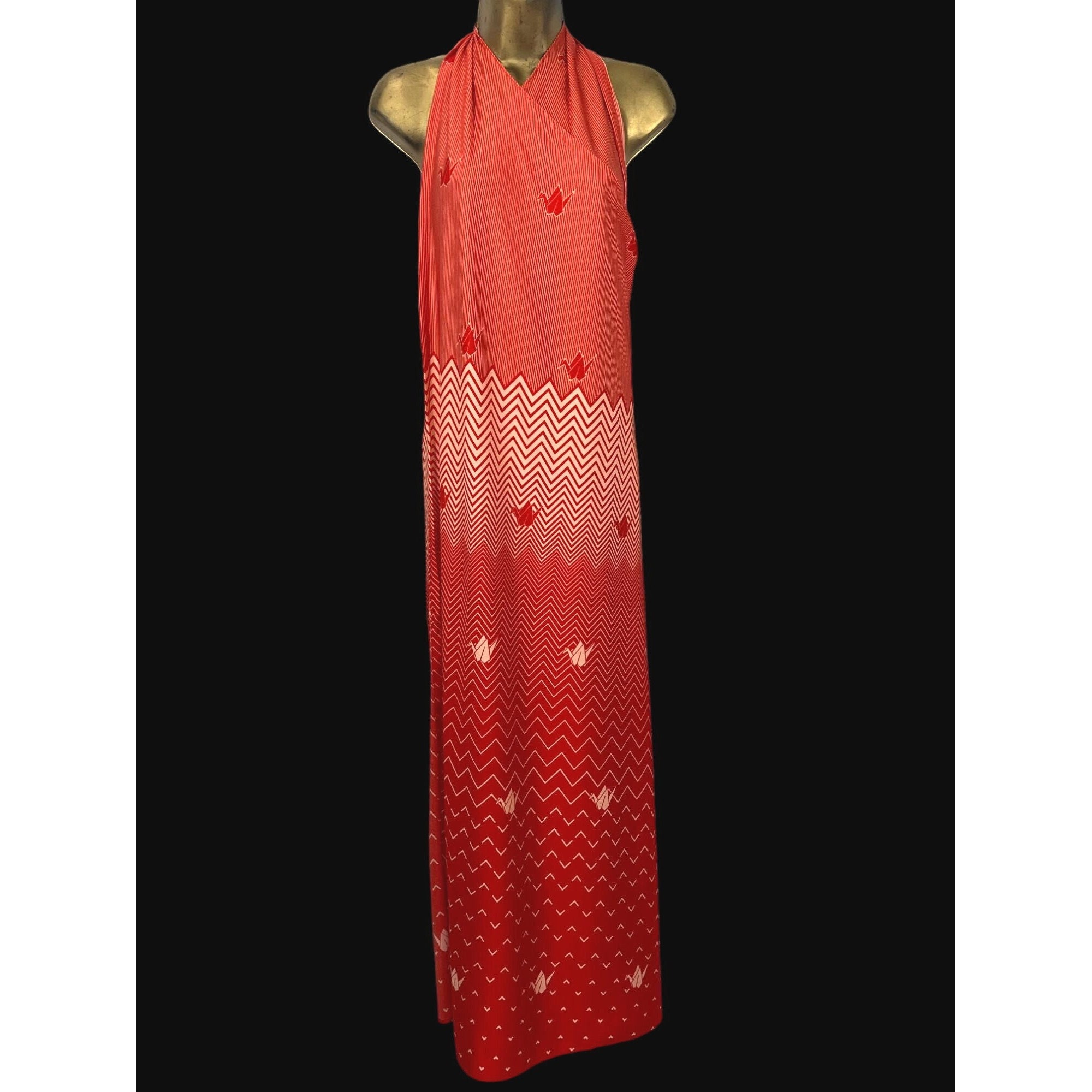 Vintage Hawaiian Sarong - 60s Lucky Origami Cranes Sarong Three-way ...