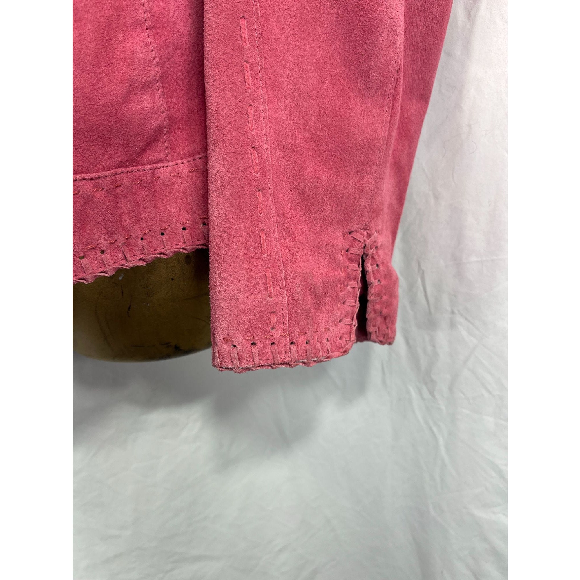 Y2K Western Cowgirl Pink Stitched Suede Jacket W POCKETS 42 - Etsy