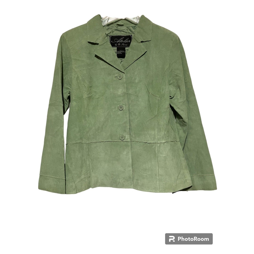 Y2K Lime Green Suede Blazer L Minimalist Capsule Brat Atelier B Thomas ...