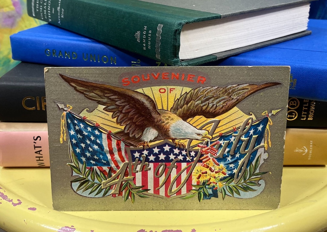 Antique Fourth of July Postcard Independence Day Patriotic Eagle Flags ...