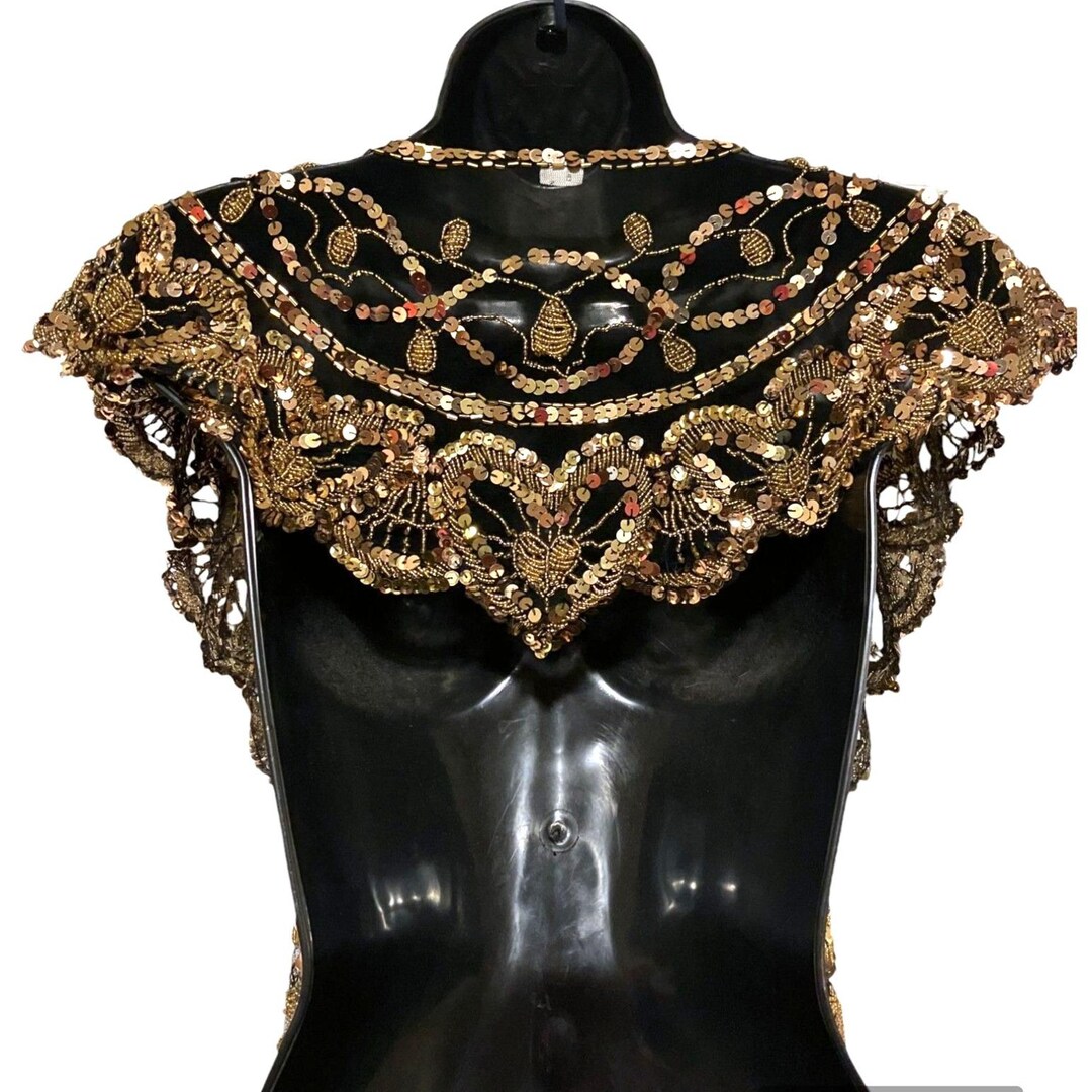 Vintage Mesh Sequin Capelet OS Hearts Party Cocktail Fairy Whimsygoth ...