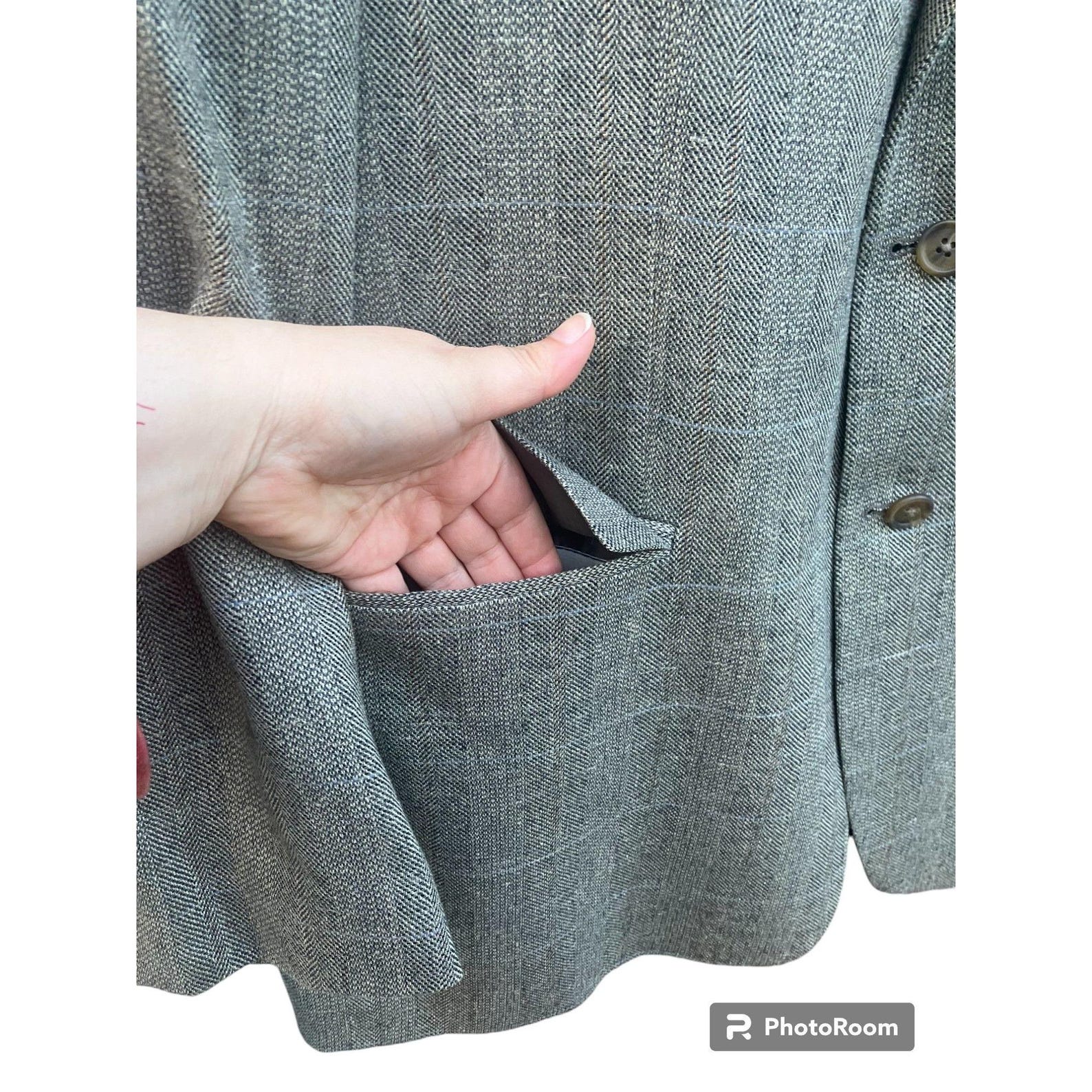 Vintage Ralph Lauren Chaps Sport Coat 46T Herringbone Silk Wool Linen ...