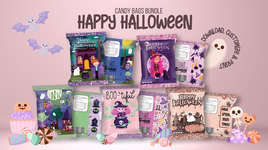 Halloween Candy Bags Bundle, Instant Download, Chip Bag Wrappers ...