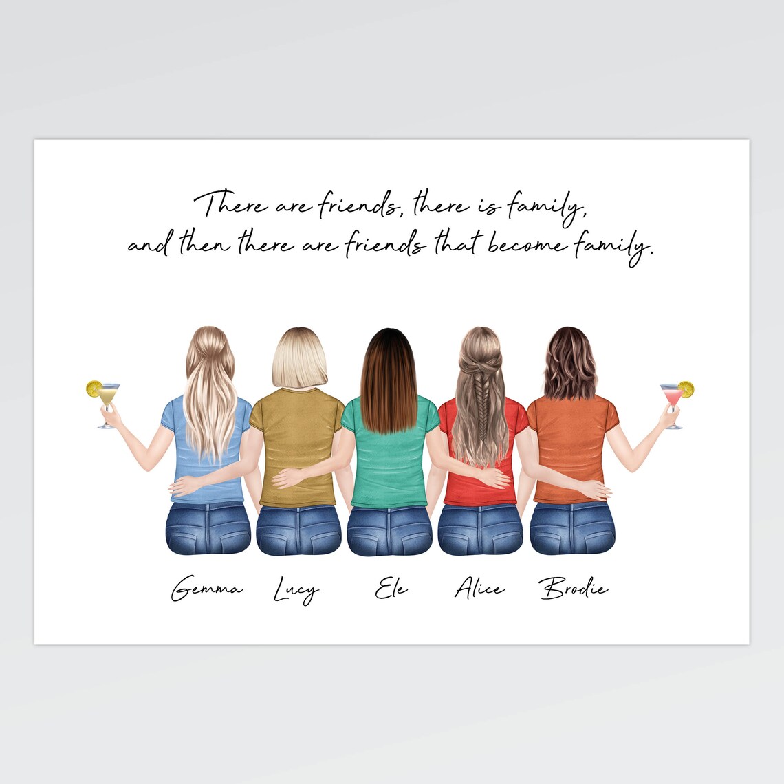 Best Friend Group Print, Build Your Own Besties, Custom Print, Keepsake ...