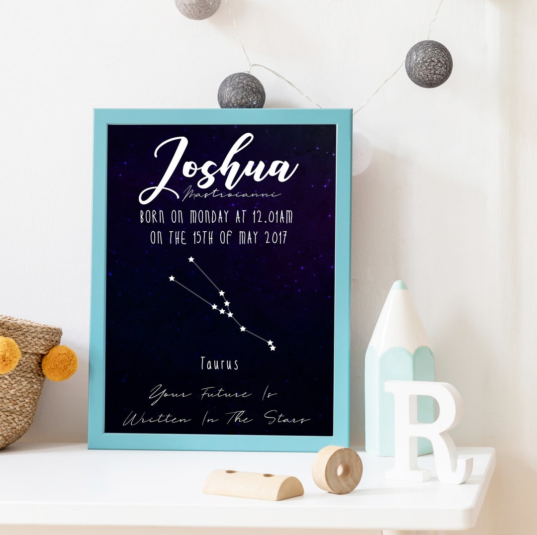 Star Constellation Baby Print - Personalised Star Sign Print, Newborn ...